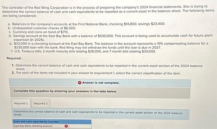 Solved The controller of the Red Wing Corporation is in the | Chegg.com