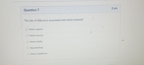 Solved Question 72 ﻿ptsThe site of Olduvai is associated | Chegg.com