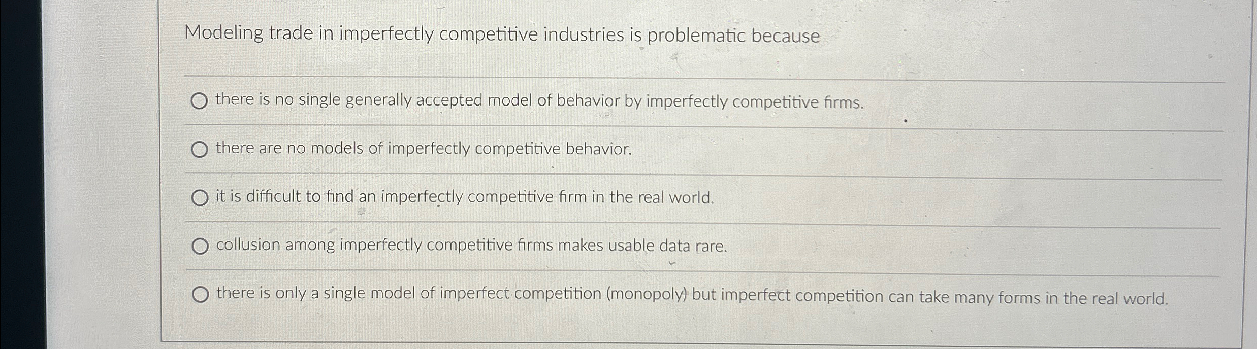 Solved Modeling trade in imperfectly competitive industries | Chegg.com