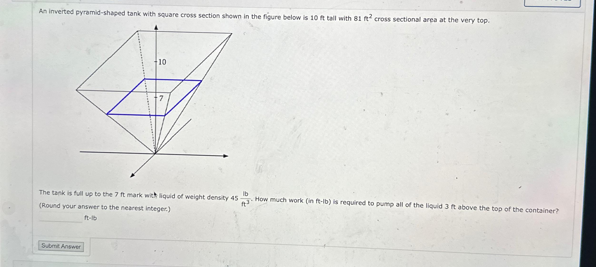 Solved An inverted pyramid-shaped tank with square cross | Chegg.com