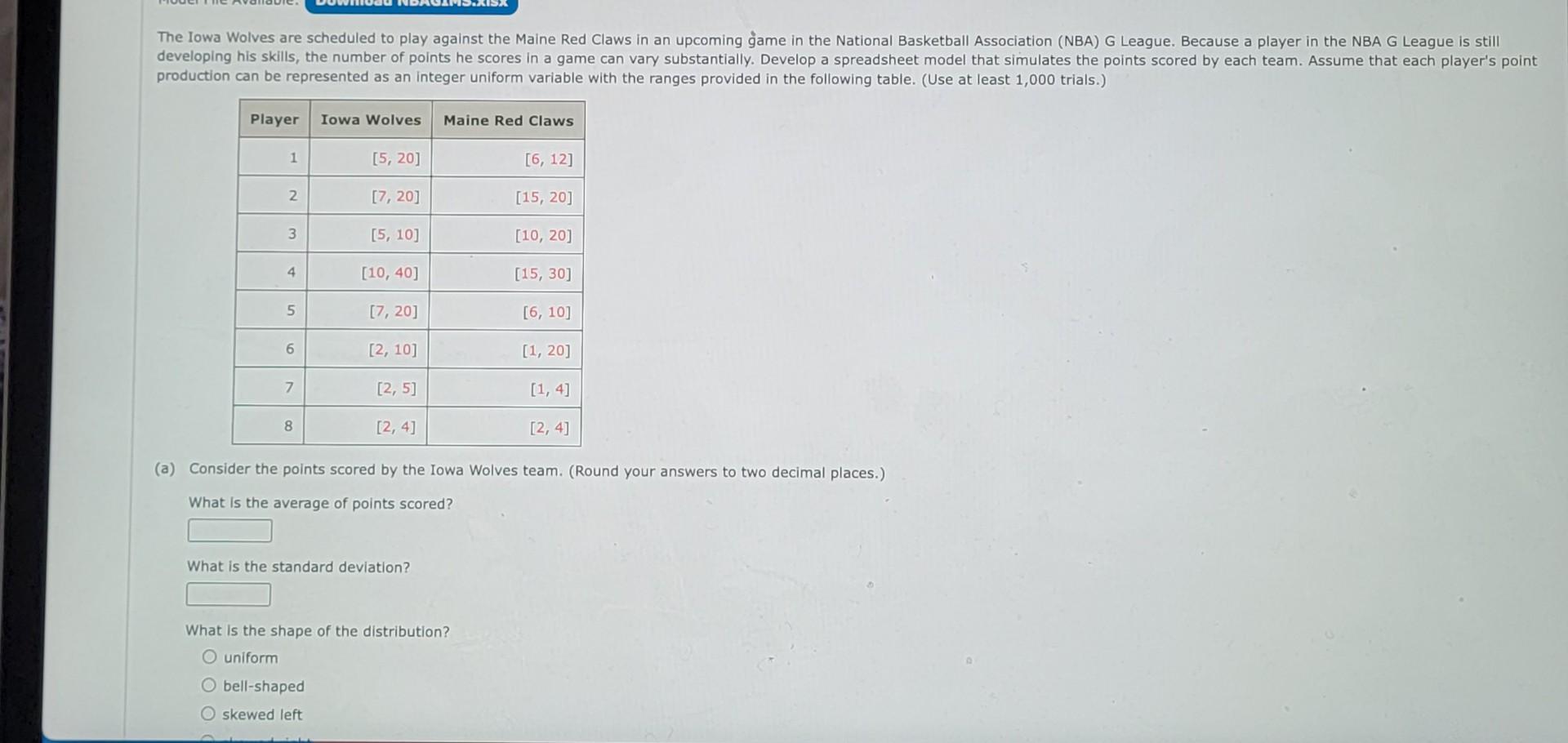 The Iowa Wolves are scheduled to play against the | Chegg.com