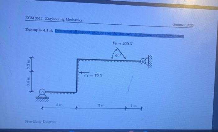 Solved EGM 3512: Engineering Mechanics Summer 2020 Example | Chegg.com