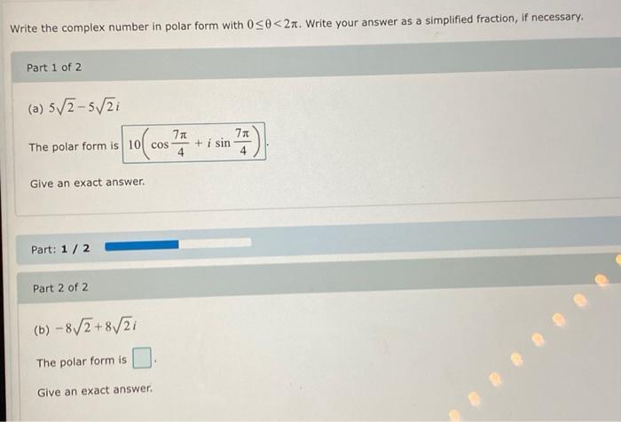 Solved Write the complex number in polar form with 0≤θ
