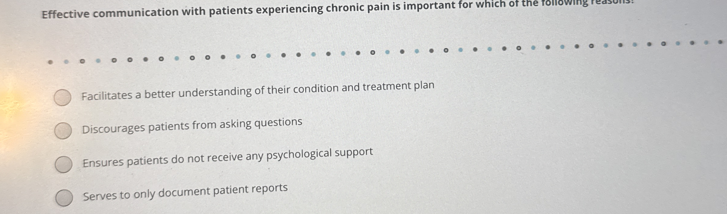 Solved Effective communication with patients experiencing | Chegg.com