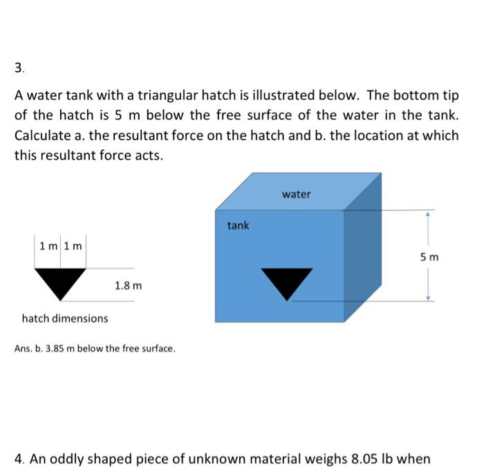 Solved 3. A water tank with a triangular hatch is | Chegg.com
