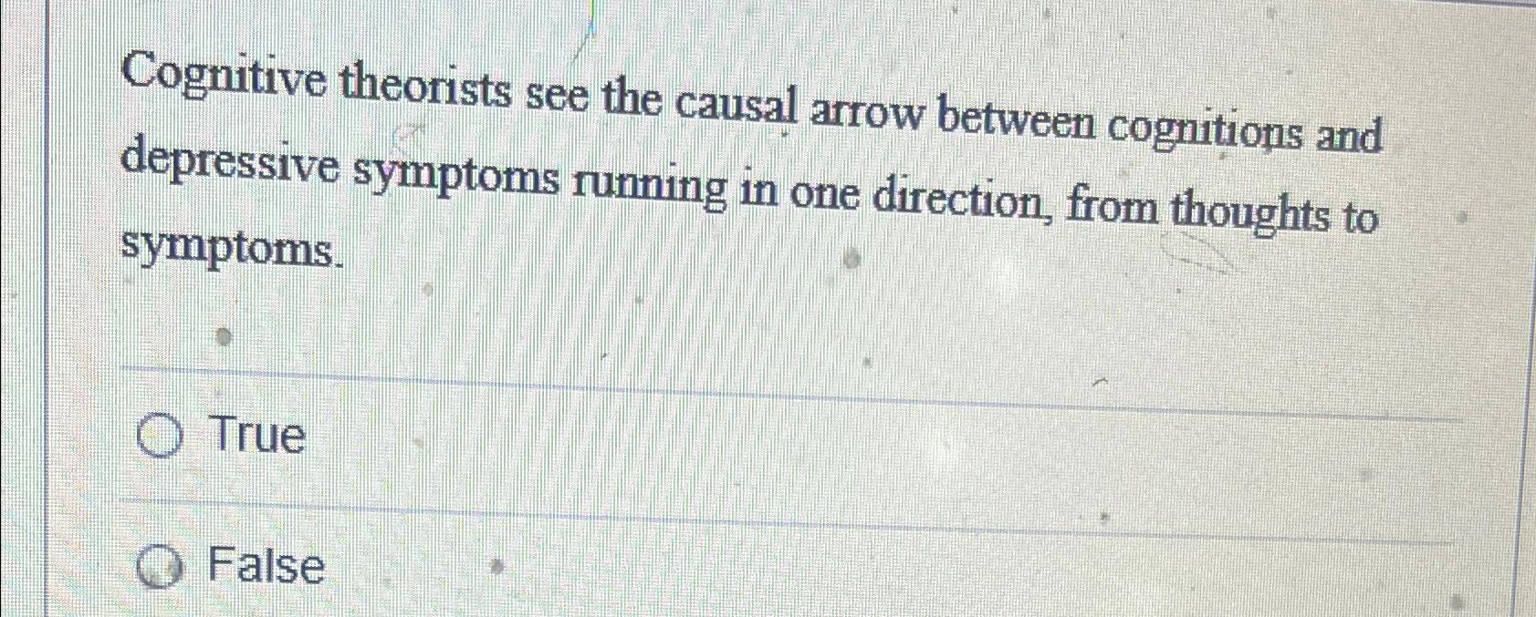 Solved Cognitive theorists see the causal arrow between | Chegg.com