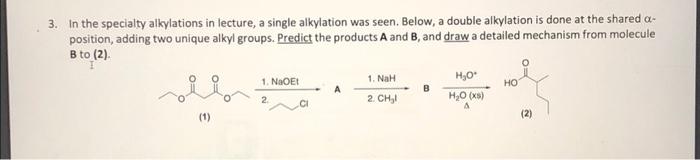 Solved 3 In The Specialty Alkylations In Lecture A Single
