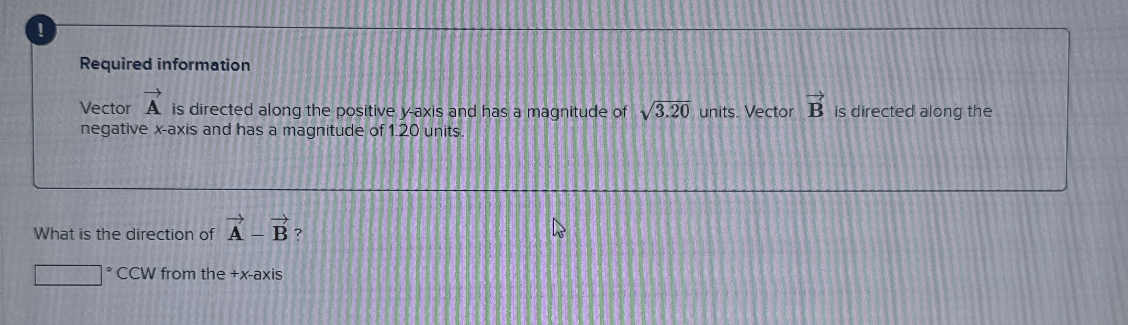 Solved !Required informationVector vec(A) ﻿is directed along | Chegg.com