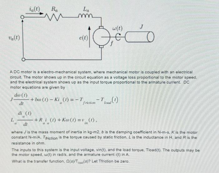 Solved A DC motor is a electro-mechanical system, where | Chegg.com