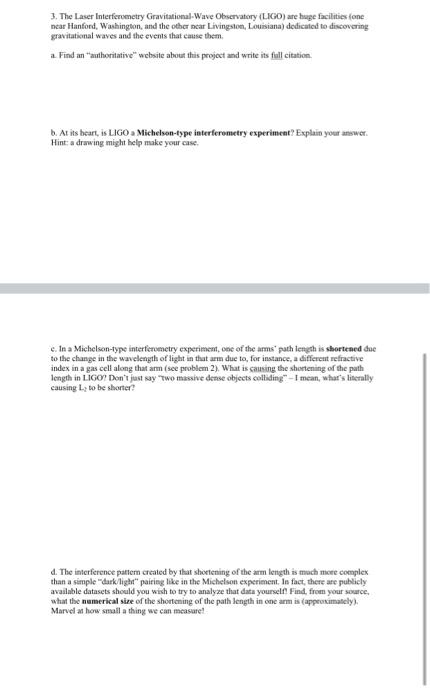 3. The Laser Interferometry Gravitational Wave | Chegg.com