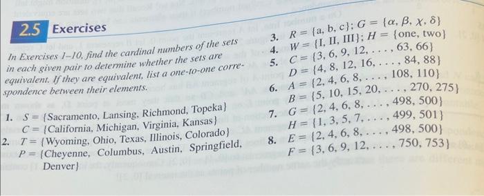 Solved 2.5 Exercises In Exercises 1−10, find the cardinal | Chegg.com