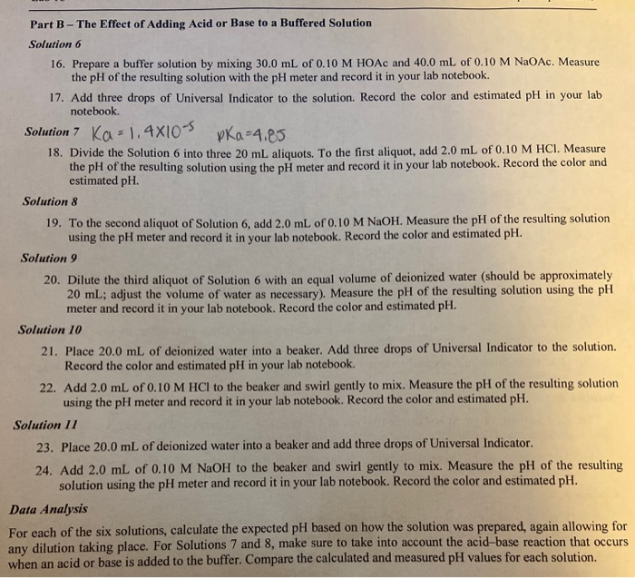 Solved how would you calculate the expected pH for solution | Chegg.com