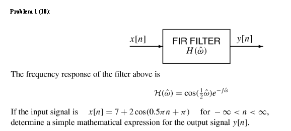 Solved Problem 1 (10):The frequency response of ﻿the filter | Chegg.com