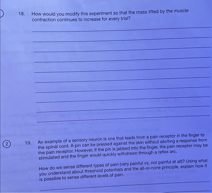 Solved 18. How would you modify this experiment so that the | Chegg.com
