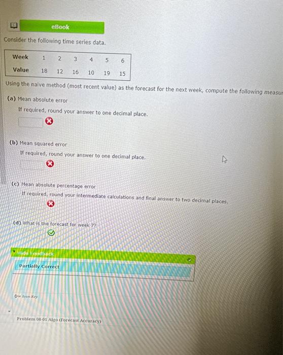 Solved Consider the following time series data. | Chegg.com