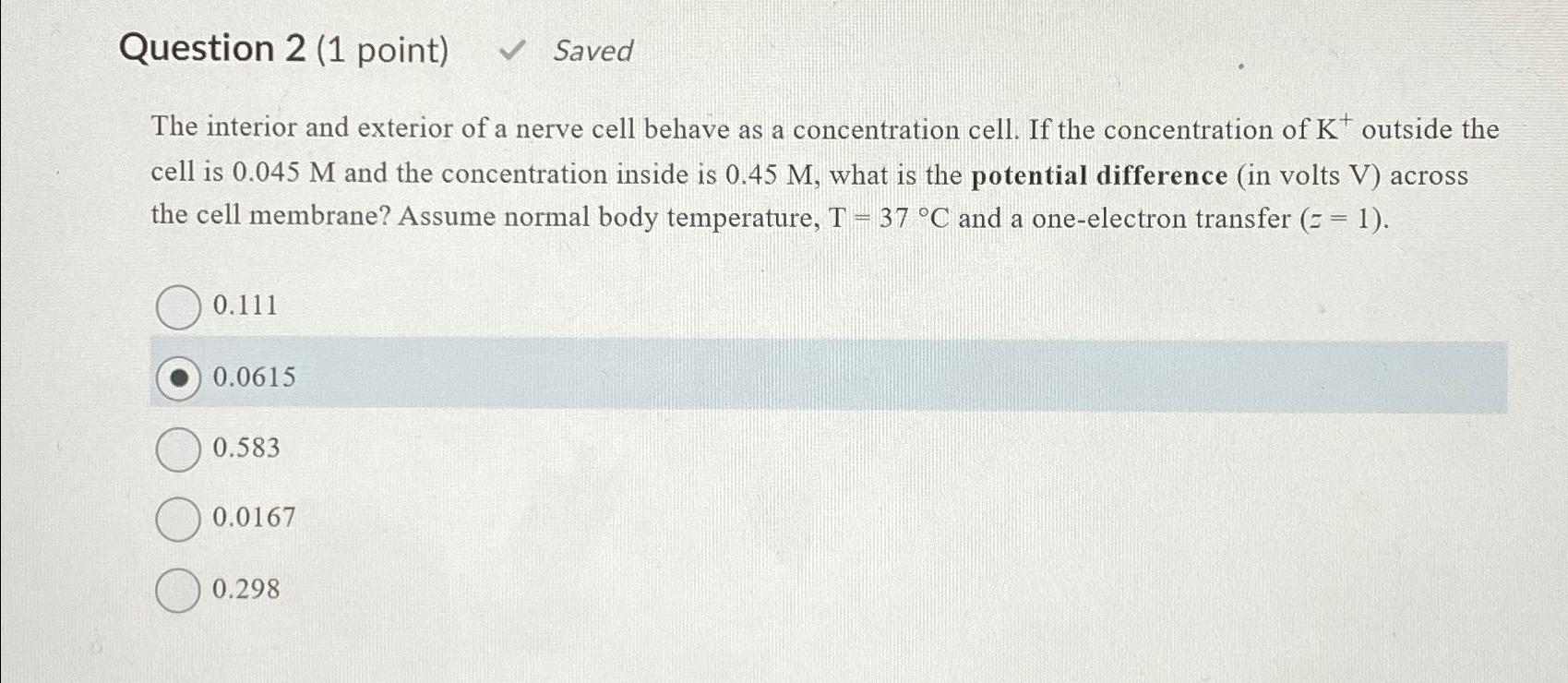 Solved Question 2 ( 1 ﻿point) ﻿SavedThe interior and | Chegg.com
