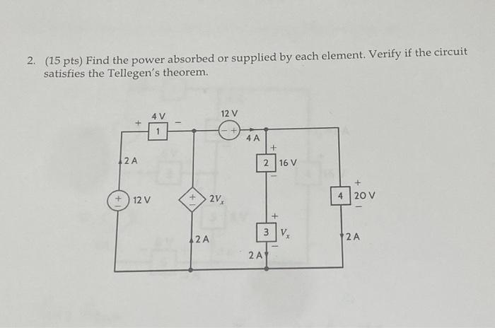 Solved 2. (15 pts) Find the power absorbed or supplied by | Chegg.com
