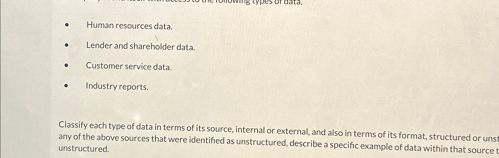 Solved Human resources data., ﻿Lender and shareholder | Chegg.com