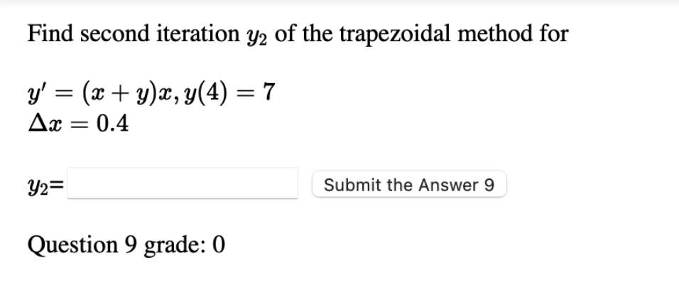Solved Find second iteration \\( y_{2} \\) of the | Chegg.com