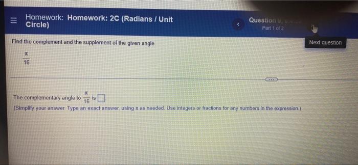 Solved Homework: Homework: 2C (Radians / Unit Circle) | Chegg.com