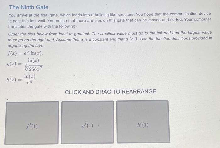 Solved The Ninth Gate You arrive at the final gate, which | Chegg.com