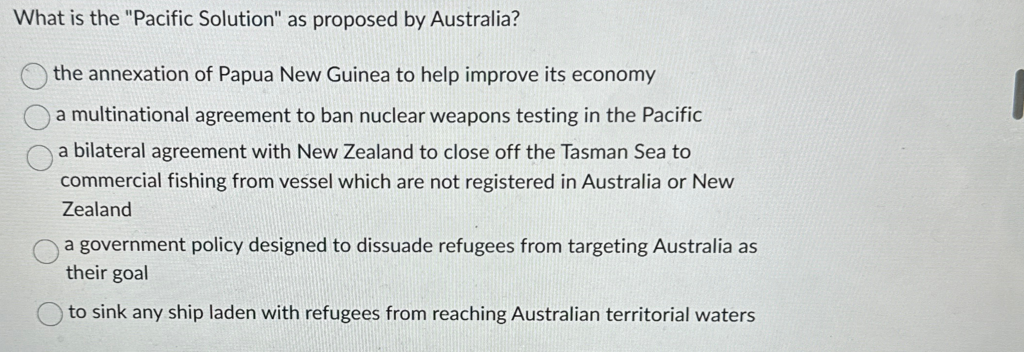 Solved What is the "Pacific Solution" as proposed by | Chegg.com