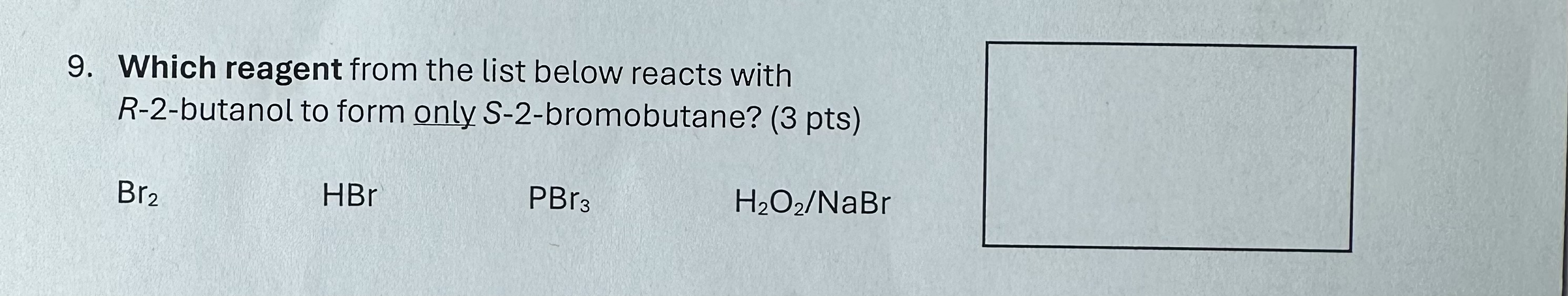 Solved Which reagent from the list below reacts | Chegg.com
