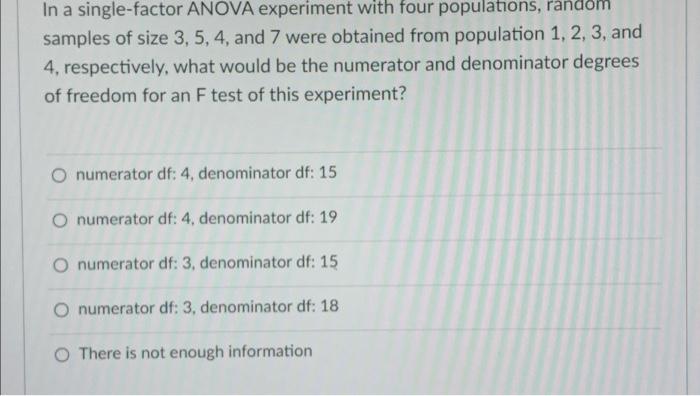 Solved In a single-factor ANOVA experiment with four | Chegg.com