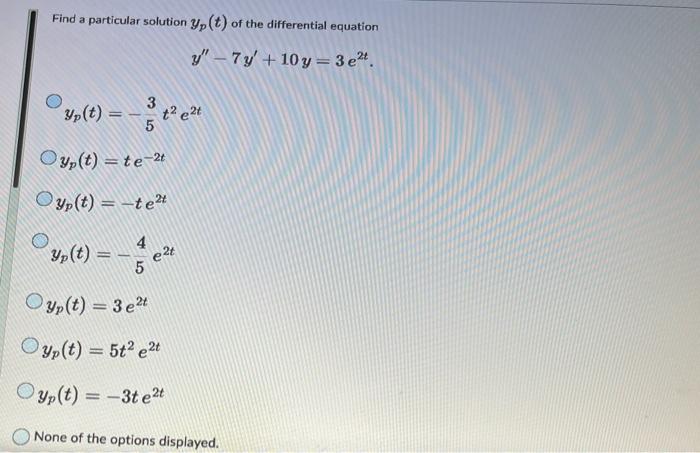 Solved Find a particular solution yp(t) of the differential | Chegg.com