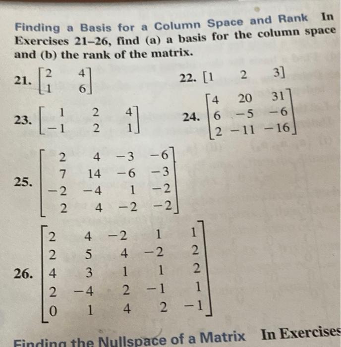 Solved 21. :] Finding a Basis for a Column Space and Rank In | Chegg.com