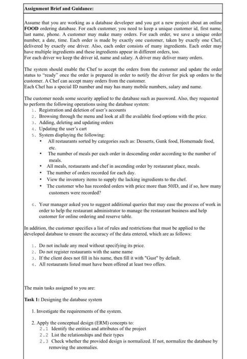 Solved Assignment Brief and Guidance: . Assume that you are | Chegg.com