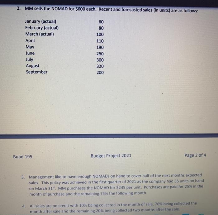 Solved 1 / 4 100% Buad 195 Budget Project 2021 I Page 1 of 4 | Chegg.com