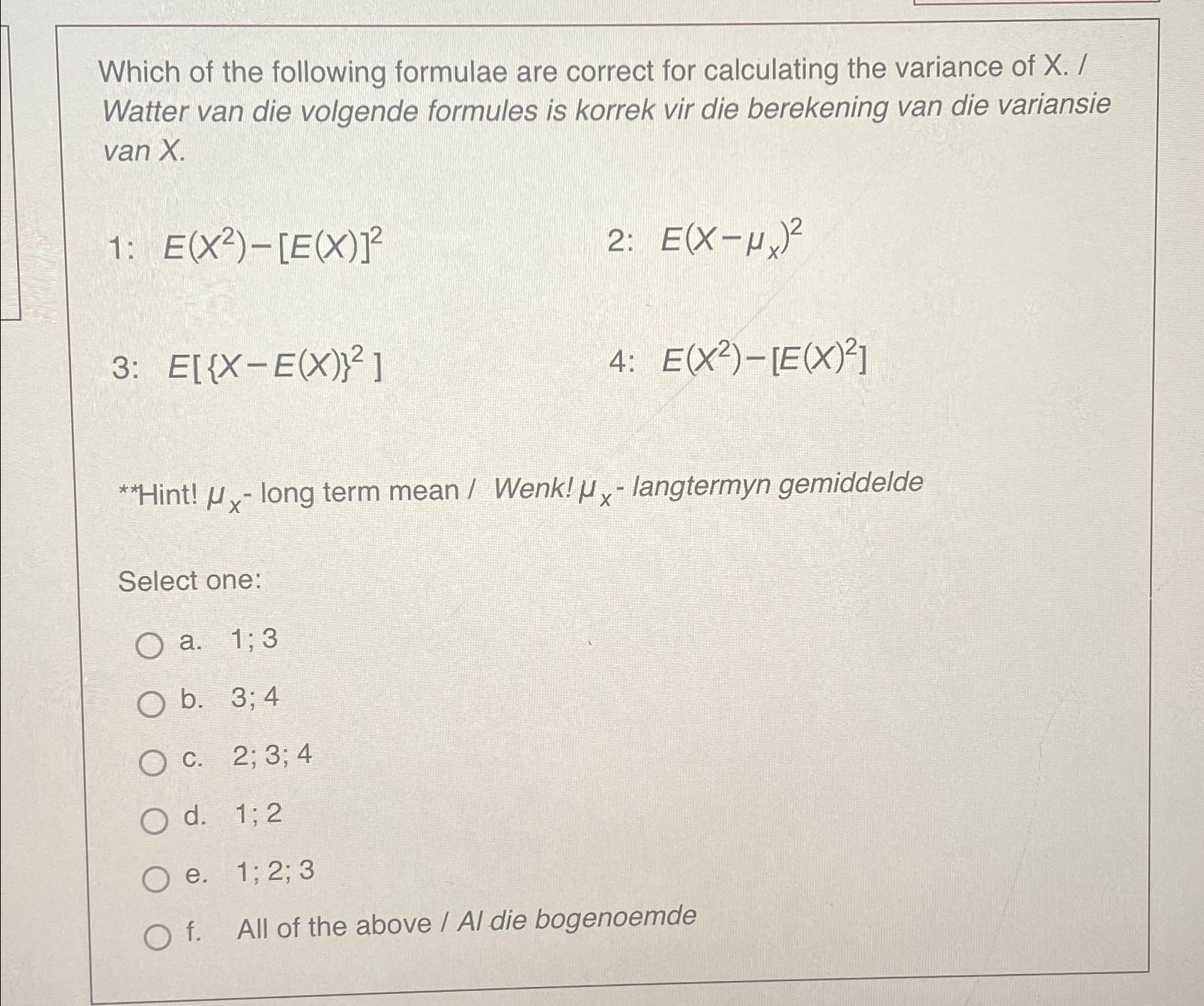 Solved Which of the following formulae are correct for | Chegg.com