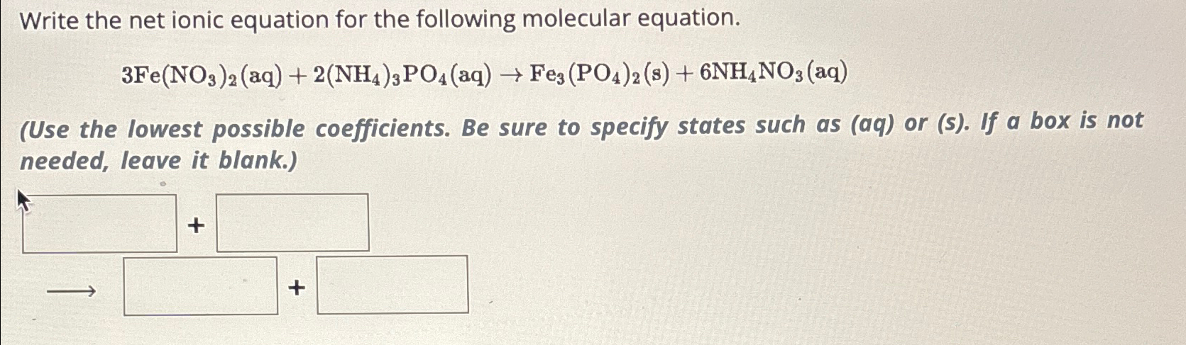 Solved Write the net ionic equation for the following | Chegg.com