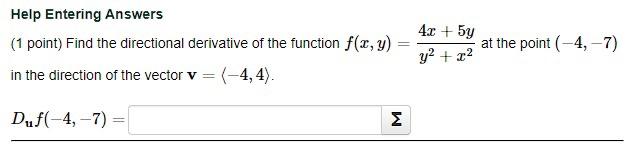Solved Help Entering Answers (1 point) Find the directional | Chegg.com