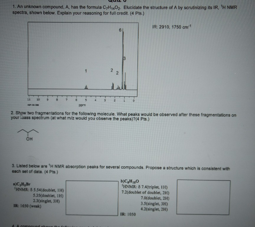 Solved 1. An unknown compound, A, has the formula C2H4O2. | Chegg.com