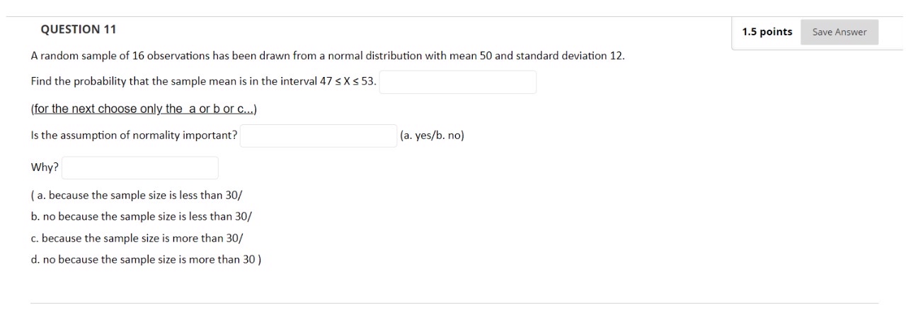 Solved QUESTION 111.5 ﻿pointsA random sample of 16 | Chegg.com