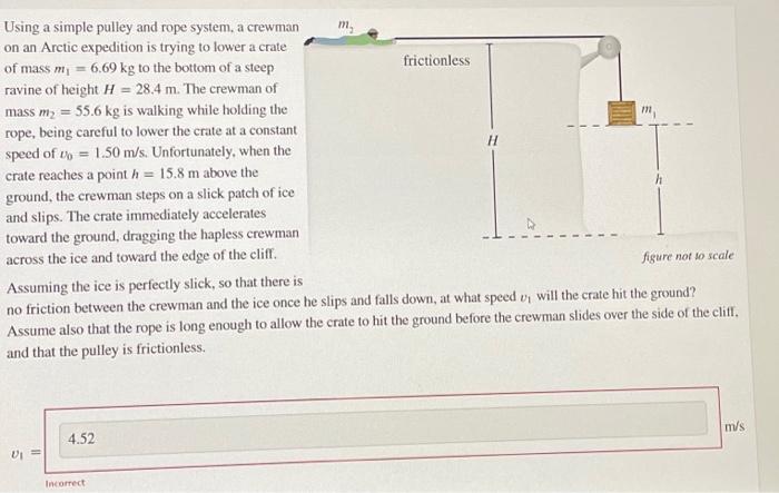 Solved Using a simple pulley and rope system, a crewman on | Chegg.com