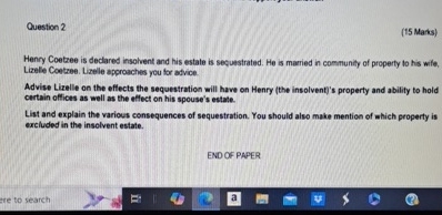 Solved Question 2(15 ﻿Mars)Henry Coetree is declared | Chegg.com