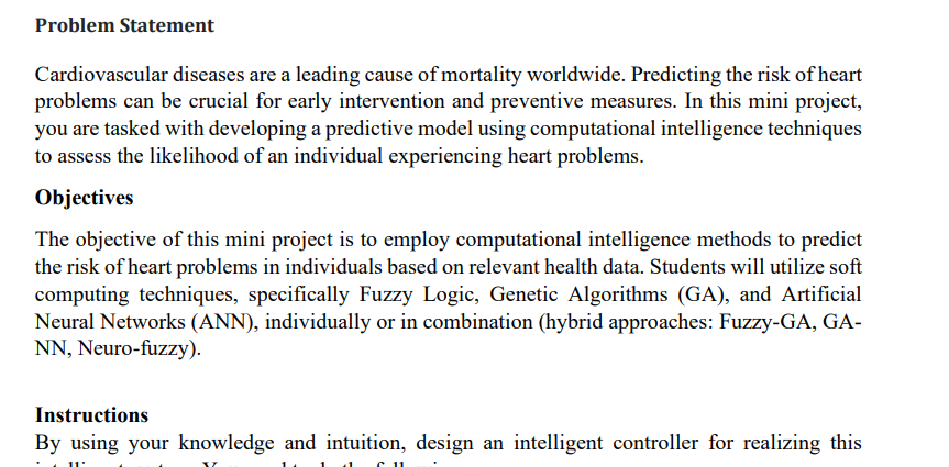 Intelligent Heart Risk Prediction using Computational | Chegg.com