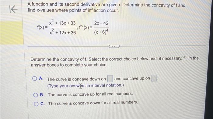 Solved A function and its second derivative are given. | Chegg.com