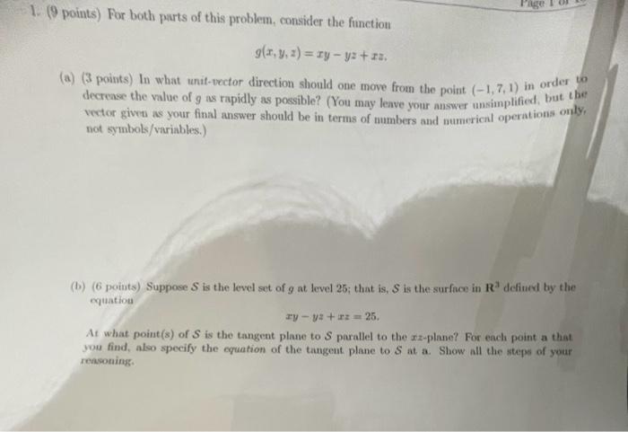 Solved 1. (9 points) For both parts of this problem, | Chegg.com