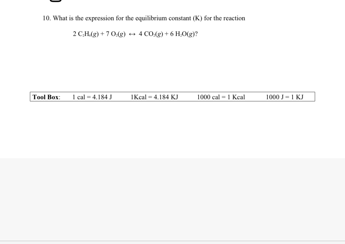 Solved What is the expression for the equilibrium constant | Chegg.com