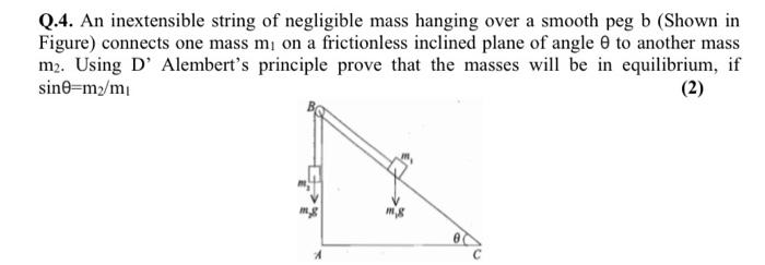 Solved Q.4. An inextensible string of negligible mass | Chegg.com