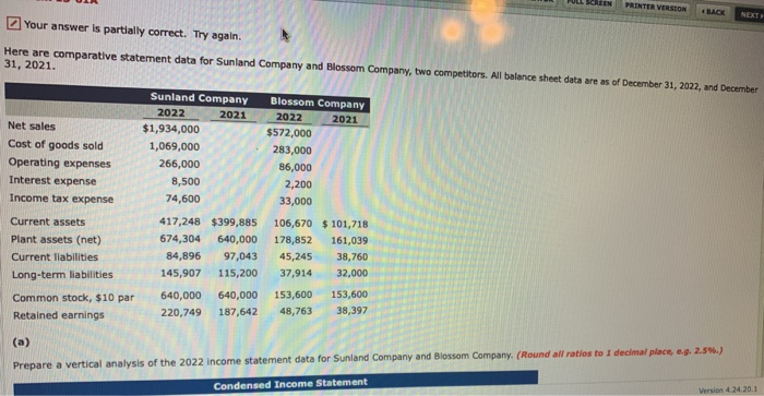Solved PRINTER VERSION NEXT Your answer is partially | Chegg.com