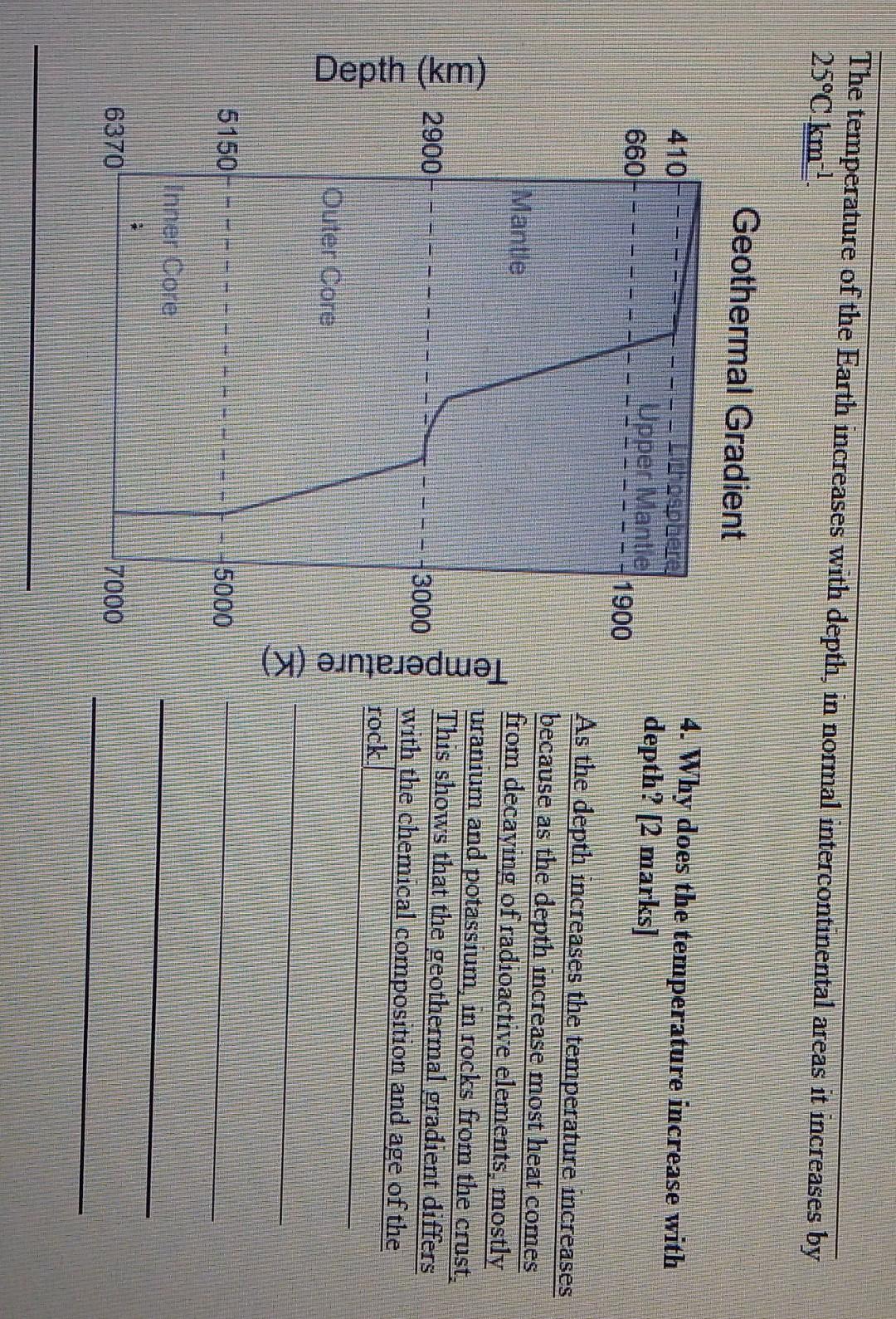 Solved The temperature of the Earth increases with depth, in | Chegg.com