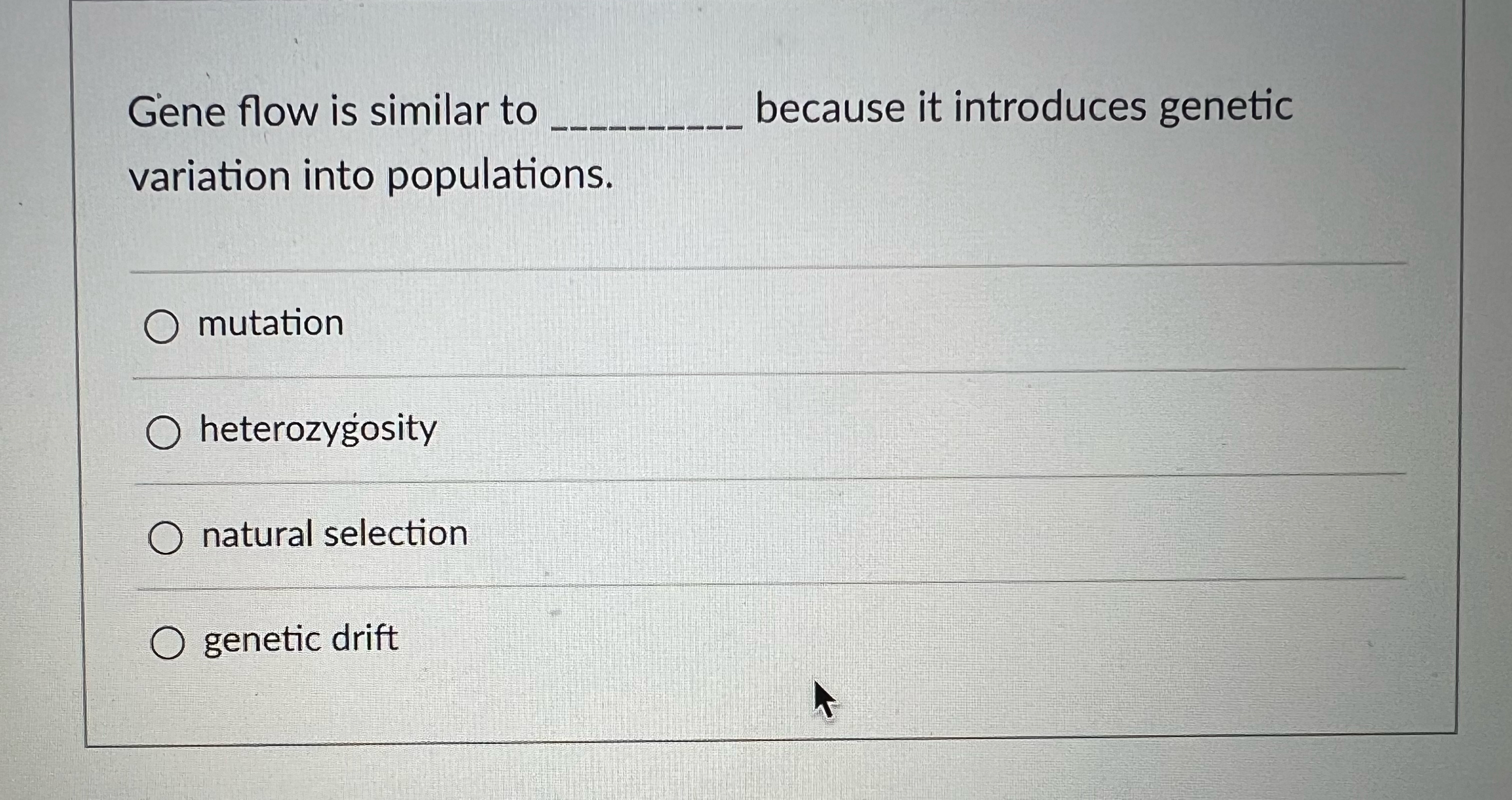 Solved Gene flow is similar to ﻿because it introduces | Chegg.com