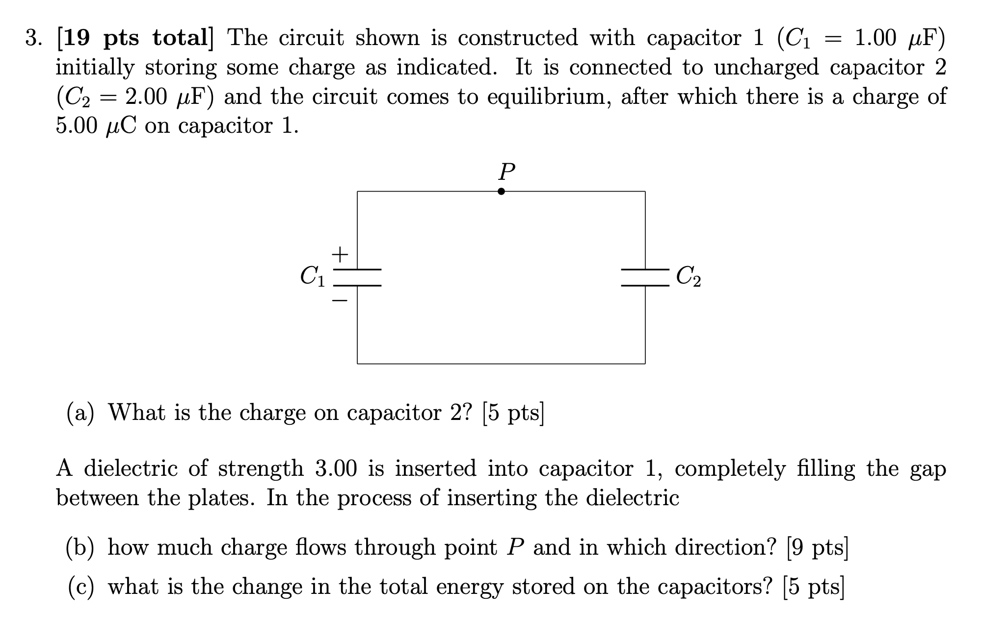 Solved The circuit shown is constructed with capacitor | Chegg.com