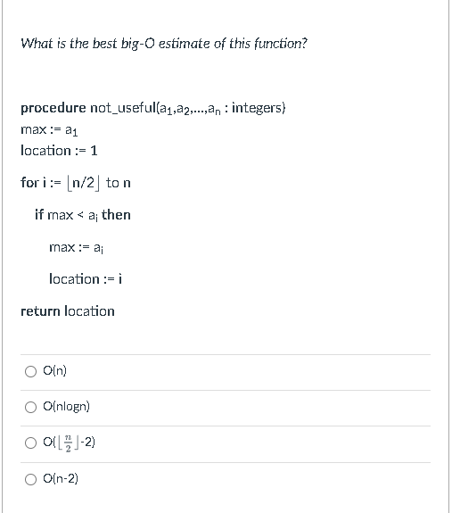 Solved What is the best big-O estimate of this | Chegg.com