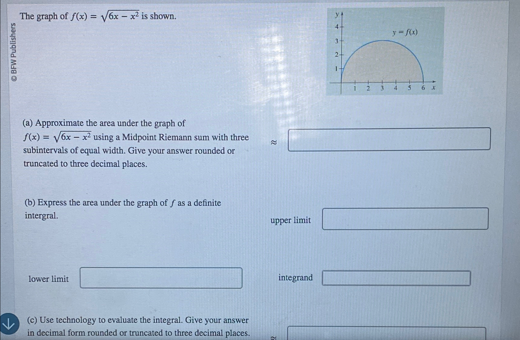 Solved The graph of f(x)=6x-x22 ﻿is shown.(b) ﻿Express the | Chegg.com